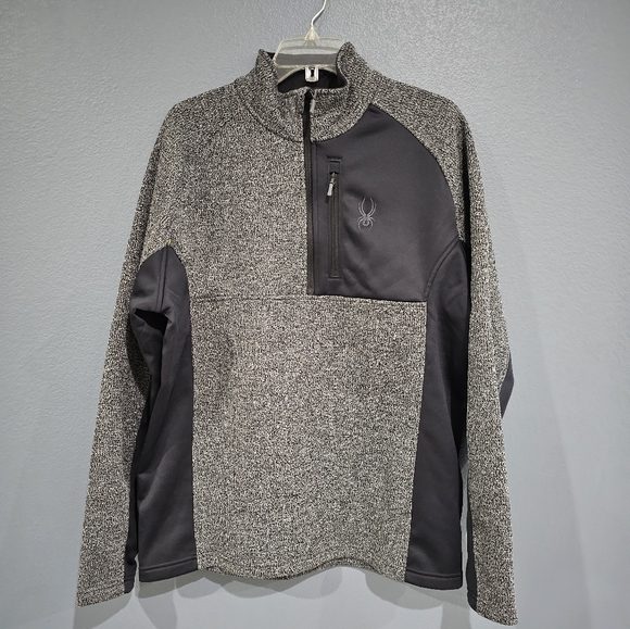 Spyder | Sweaters | Spyder Men Half Zip Gray Black Spyder Quarter Zip ...